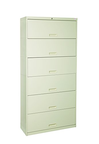 Datum Storage Stak-N-Lok 100 series 6H open shelf With Receding Doors and locking cabinet, 36", Light Gray