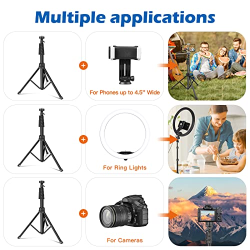Aureday 12'' Selfie Ring Light with 62'' Tripod Stand and Phone Holder, LED Lighting with Phone Stand for Video Recording, Compatible with Cell Phones and Cameras