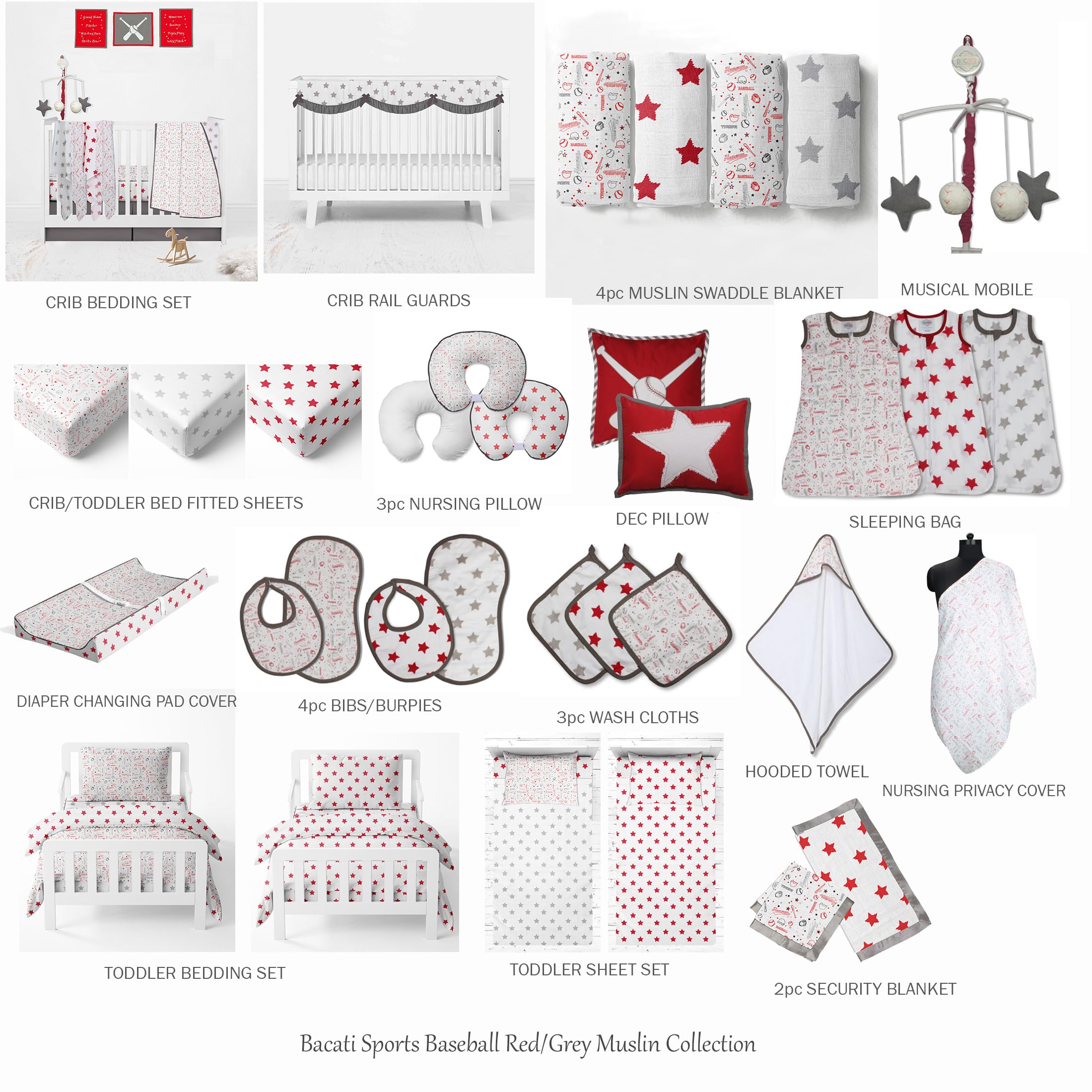 Bacati Muslin 2 Piece Crib Sheets, Basketball/Orange/Grey