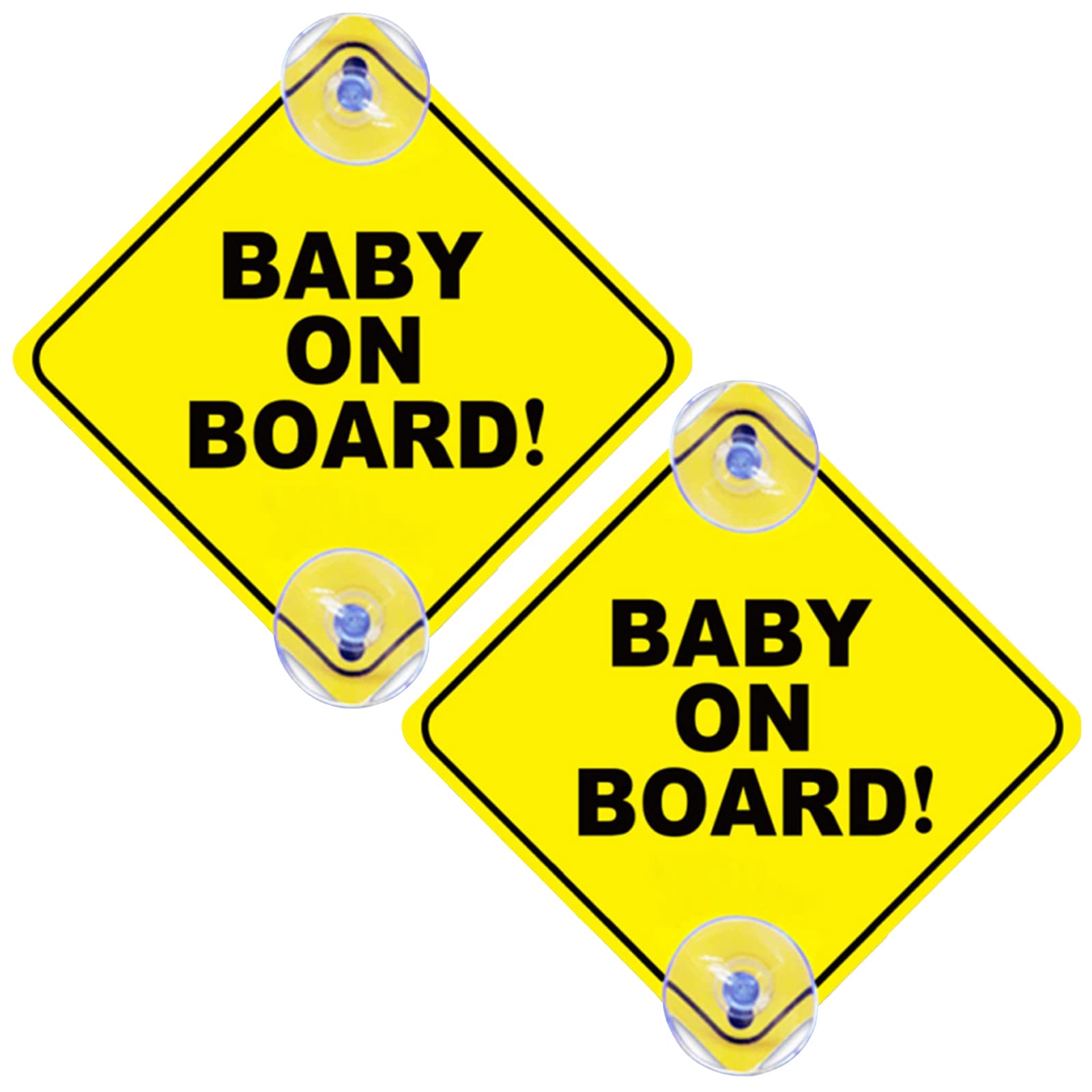 2 Pics Baby on Board Stickers for Car,PP Material Thickened Double Suction Cup car Stickers, Baby Warning Stickers,Decals for Cars