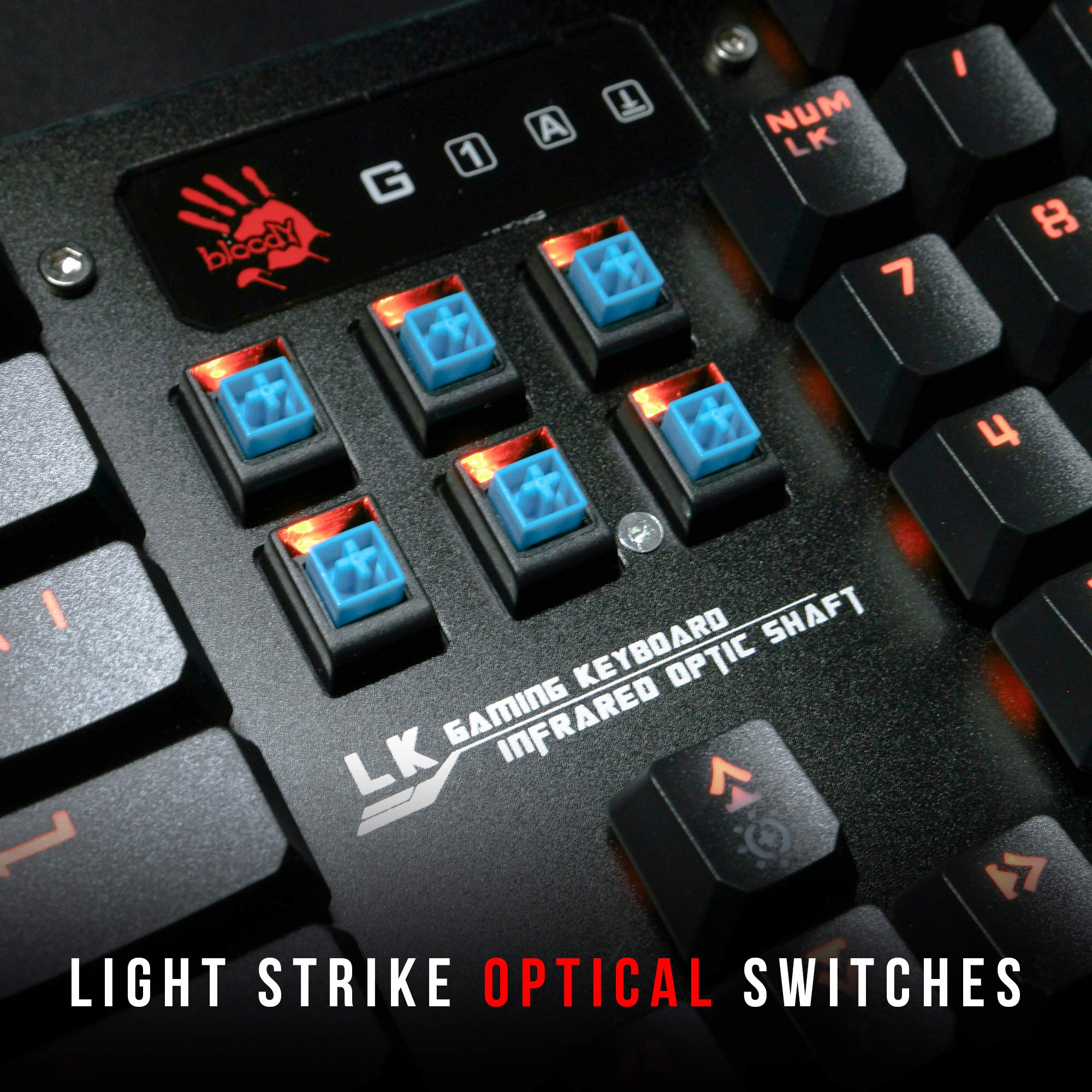 BLOODY B840 Light Strike LK Optical Gaming Keyboard β Orange LED Backlit β LK Blue Tactile Switch - Black