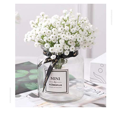 Artificial Flowers Baby's Breath Gypsophila Real Touch Flowers for Wedding Party Home Garden Decoration (White - Pack of 6pcs)
