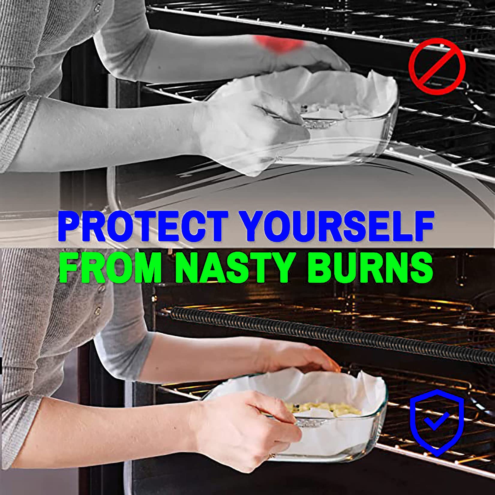 2 PCS/Black Oven Rack Shields - Heat Resistant Silicone Oven Rack Cover 14 inches Long Oven Rack Edge Protector, Protect Against Burns and Scars