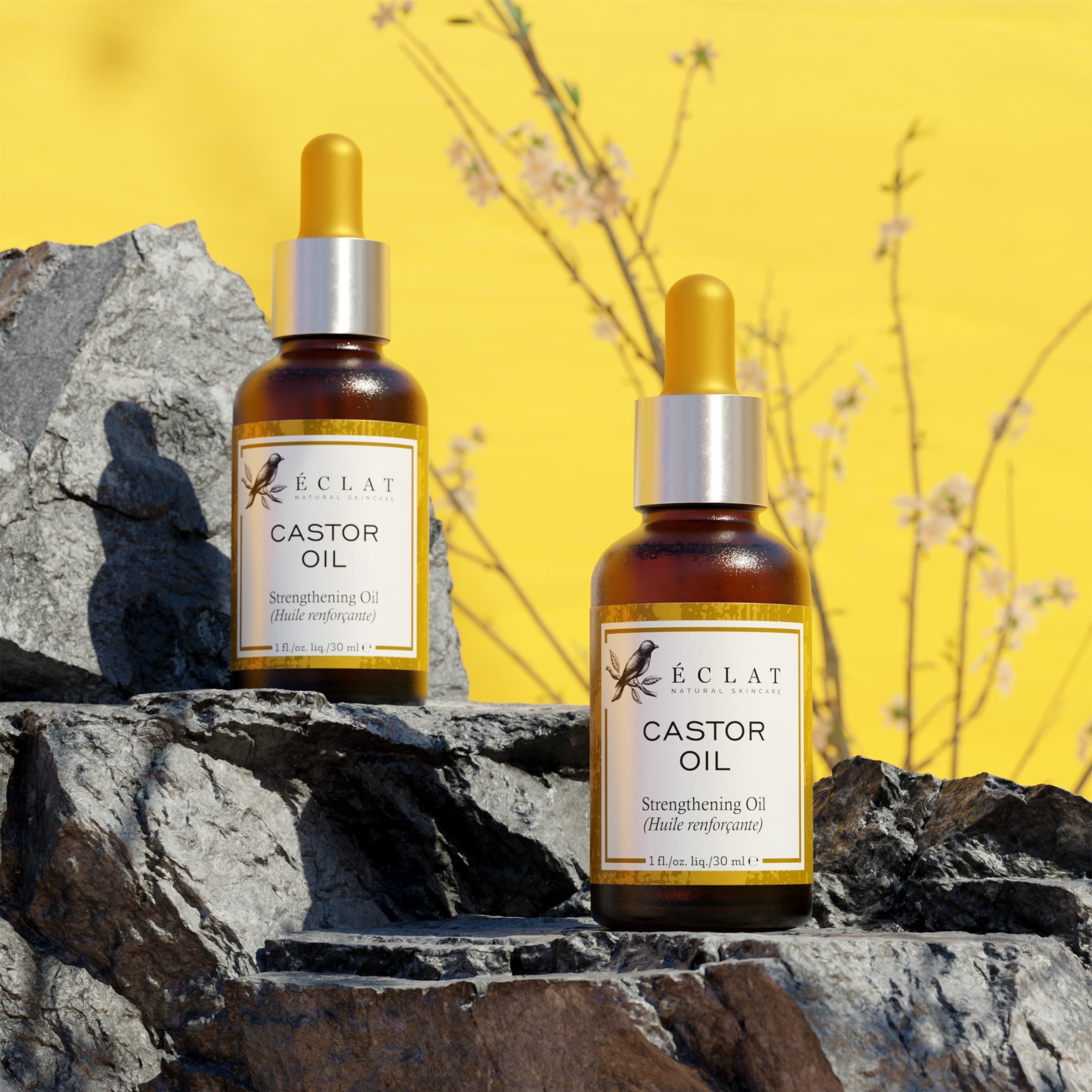 Eclat Skincare Castor Oil Organic Cold Pressed for Hair Growth & Strength, Helps in Thickening Eyelashes and Eyebrows Volume, Hydrates Skin - 1 fl oz + Applicator