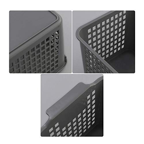 Sandmovie Gray Plastic Storage Baskets, 6 Packs