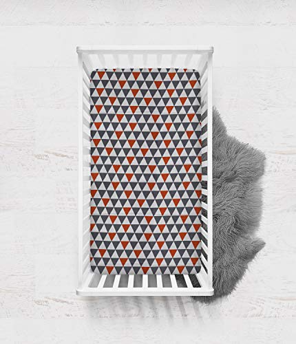 Bacati Triangles 2 Piece Crib Fitted Sheet, Orange/Grey (PFOG2CFS1)