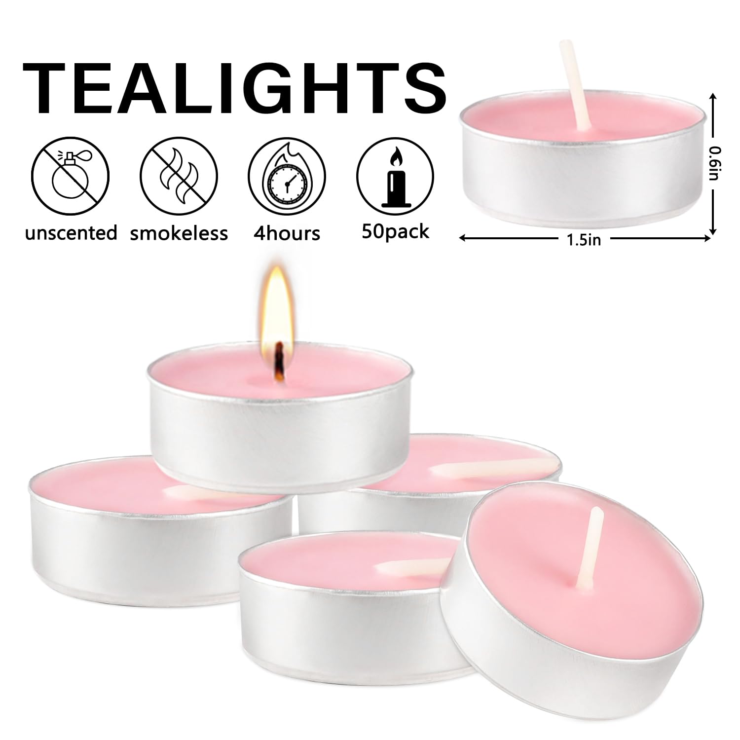 4 Hour Scented Tealight Candles 100 Pack, Cherry Blossom Votive Candles Set for Home Scented, Fragrance Candle for Restaurant Dinner Weddings Baby Showers(Black)