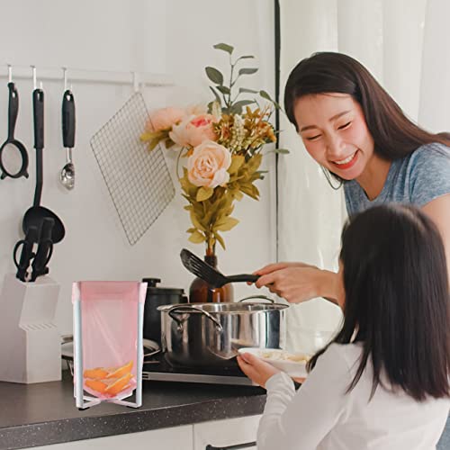 Multifunctional White Eco Kitchen Stand Holder and Drainer, Stand Support Storage Rack Plastic Bag Dispenser for Plastic Bags, Bottles, and Cups (50 Plastic Bags Included)
