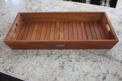 AquaTeak The Original Large Solid Teak Amenities Serving Tray