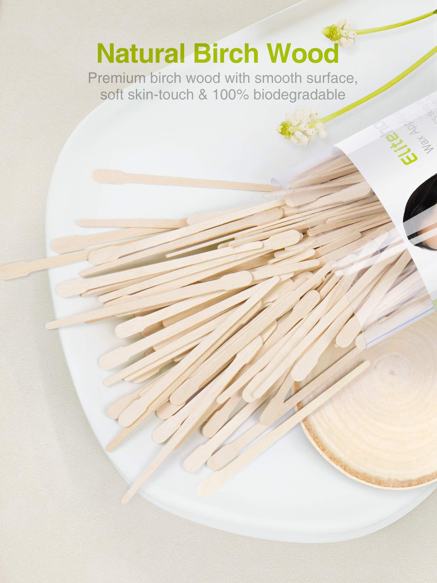 Elitehood 400 Pack Waxing Sticks Small Eyebrow Wax Sticks Wax Spatulas Small Wooden Waxing Applicator Sticks for Eyebrows & Face Hair Removal Sticks, Storage Containers Bundled