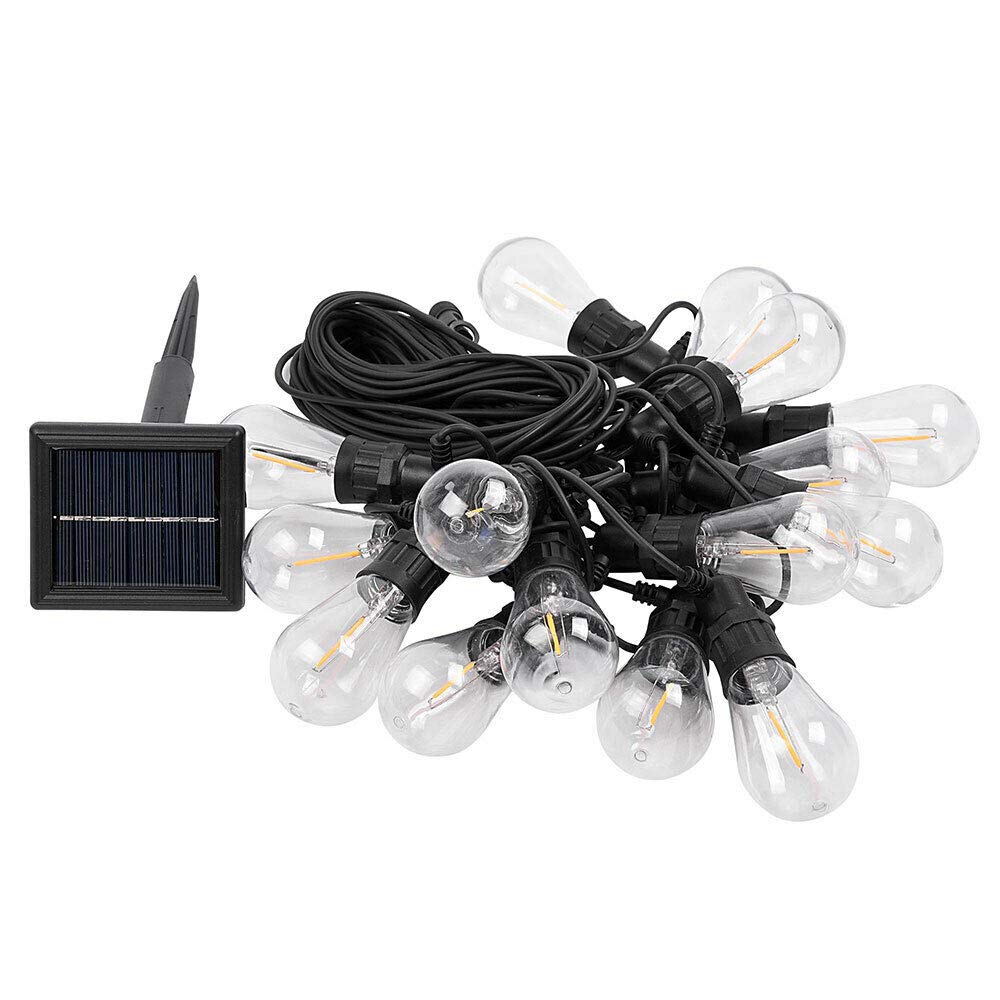 Ampersand Shops 48 Feet Outdoor Solar String Lights Warm White 15 LED Bulbs Home Garden Patio Backyard Mood Lighting