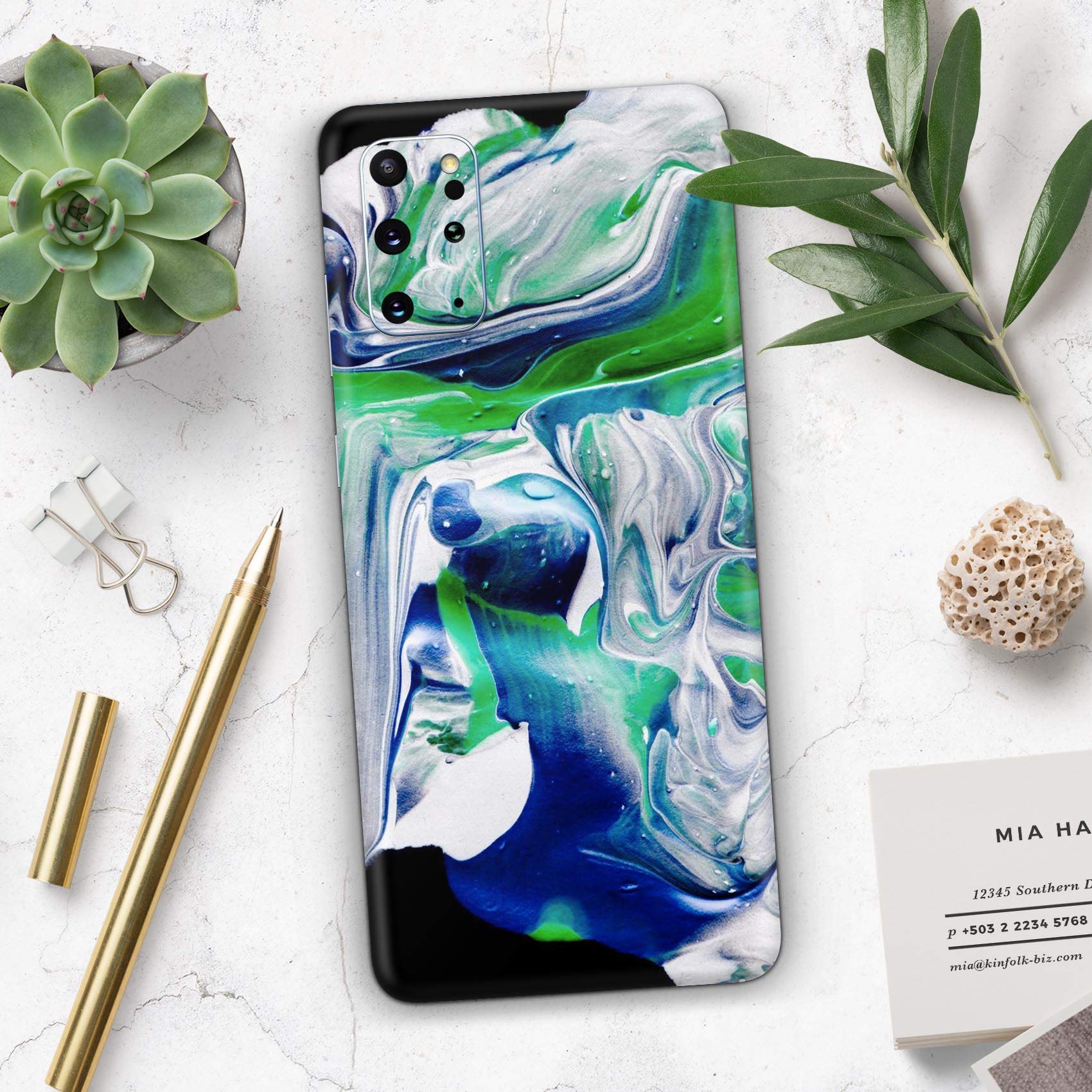 DesignSkinz Liquid Abstract Paint V39 Protective Vinyl Decal Wrap Skin Cover Compatible with The Samsung Galaxy S20 (Screen Trim & Back Glass Skin)