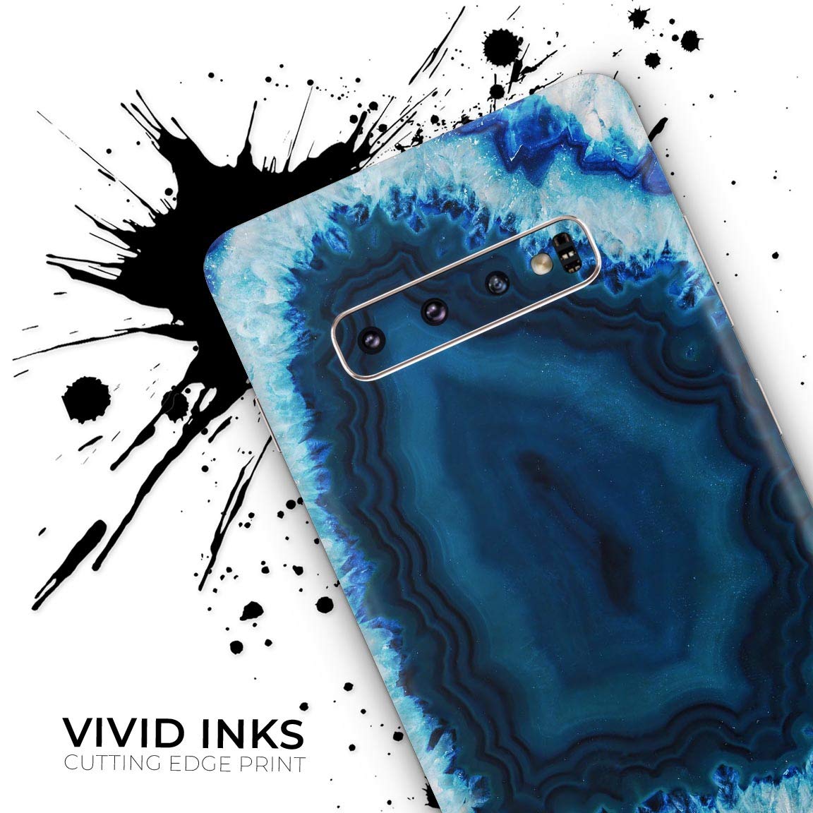 DesignSkinz Vivid Blue Agate Crystal Protective Vinyl Decal Wrap Skin Cover Compatible with The Samsung Galaxy S20 (Screen Trim & Back Glass Skin)