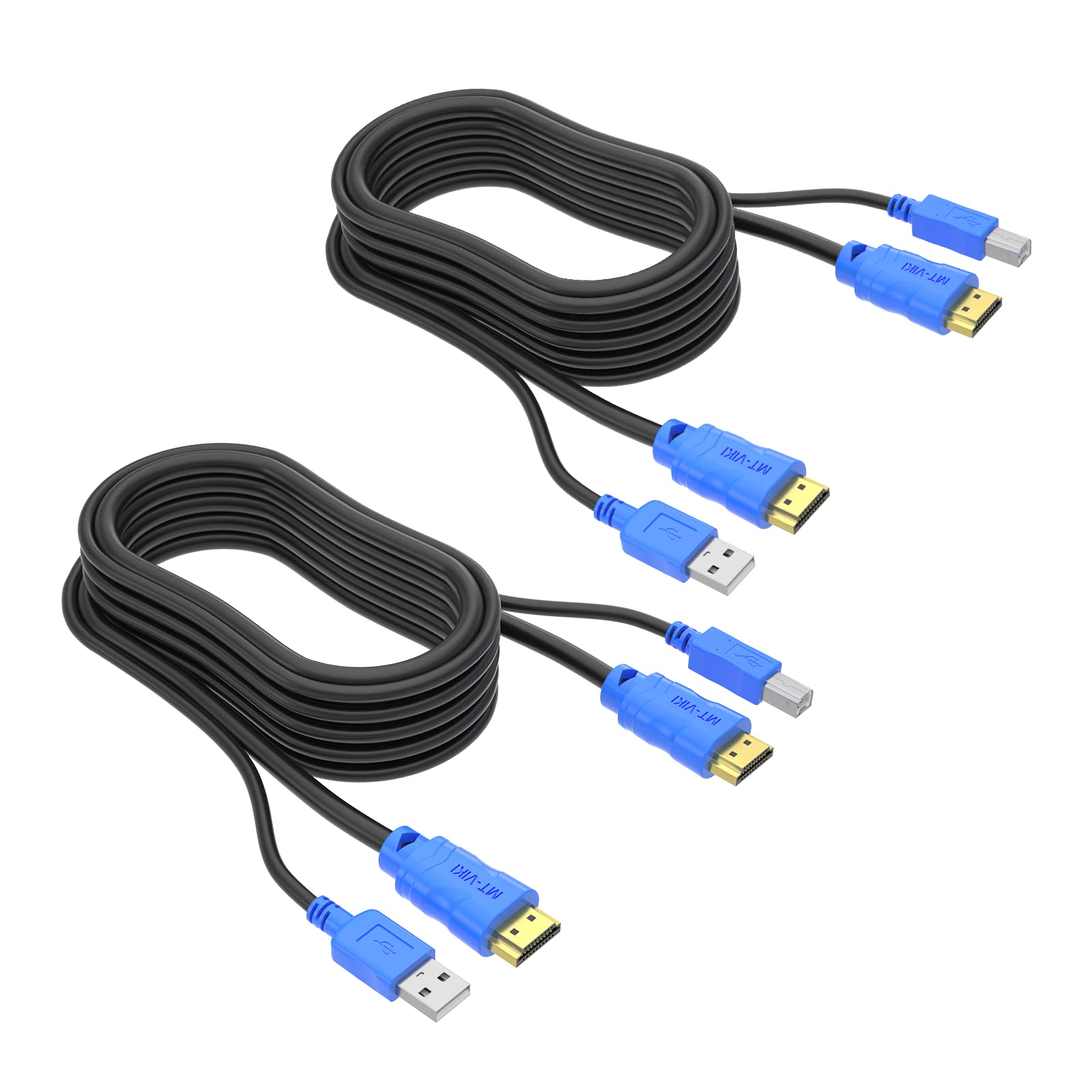 MT-VIKI 2 Packs USB HDMI KVM Cable 6ft 4K HDMI USB A to HDMI USB B Twin Cord for Standard KVM Switch