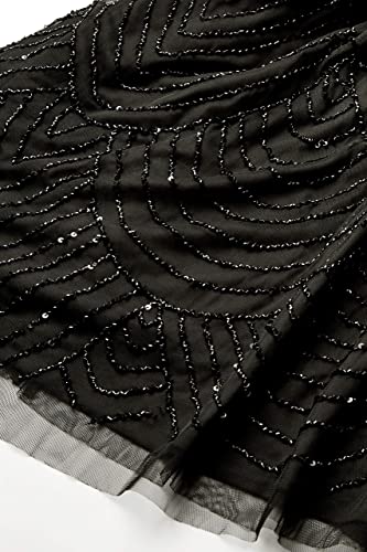 Adrianna Papell Women's Long Beaded Blouson Gown, Black, 16
