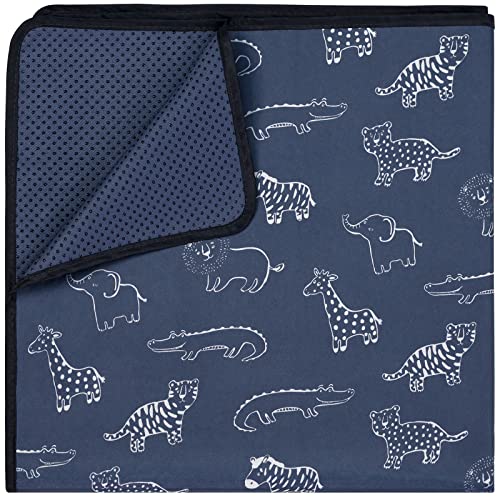 Baby Splat Mat for Under High Chair, 51 x 51 Inch Splash Mat, Waterproof and Washable Spill Mat, Anti-Slip Floor Protector, Safari Animals