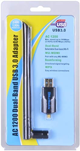 Blueshadow AC1200 USB WiFi Adapter - 2.4G/5G Dual Band Wireless Network Adapter for PC Desktop, MU-MIMO WiFi Dongle, USB 3.0, Supports Windows11/10/8/7/Vista/XP, /Mac OS X 10.5-10.15