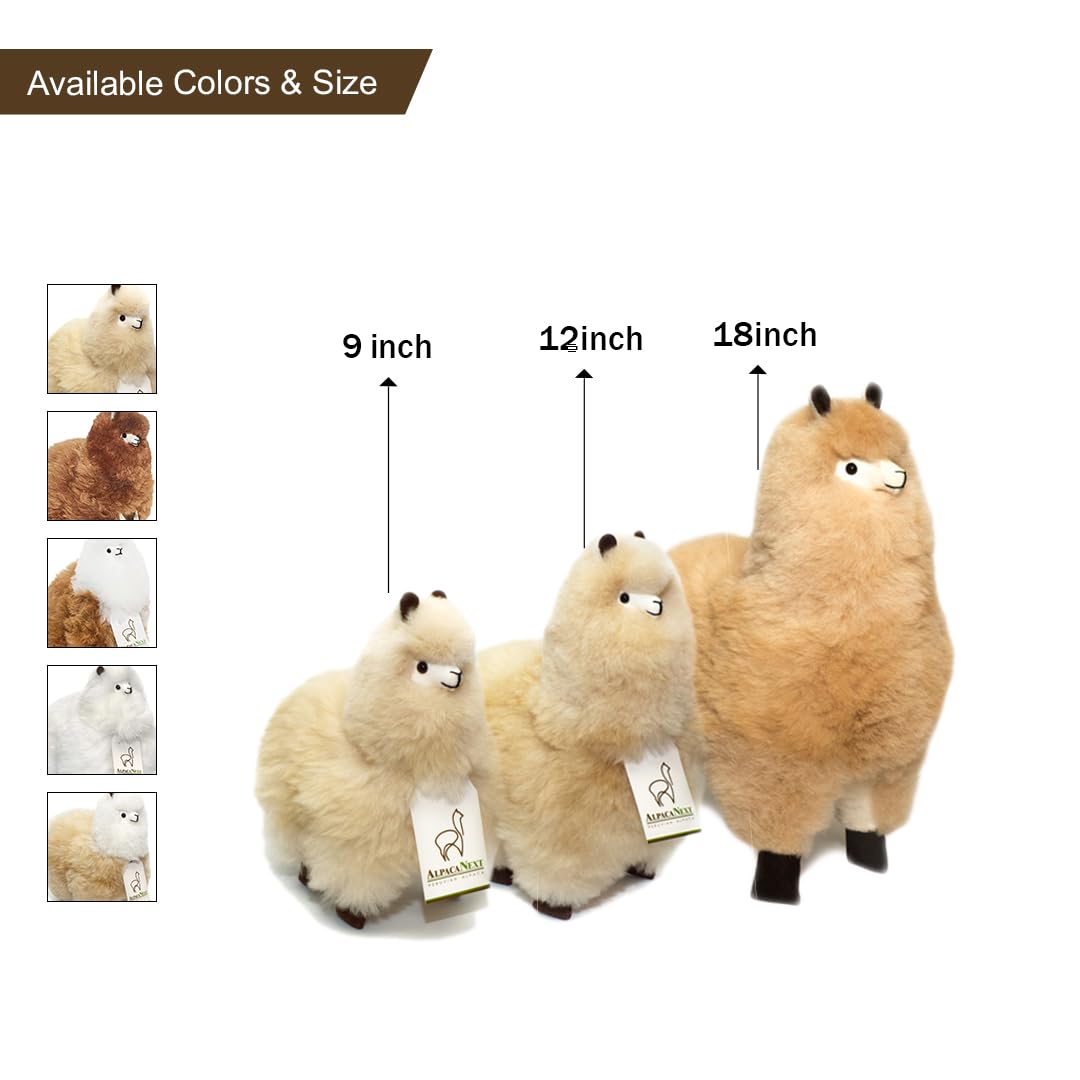 AlpacaNext Llama Stuffed Animal – 12 inch. Cute, Soft and Cuddly Alpaca Plush Toy Handcrafted on Real Alpaka Natural Fur (12 inches, Beige)