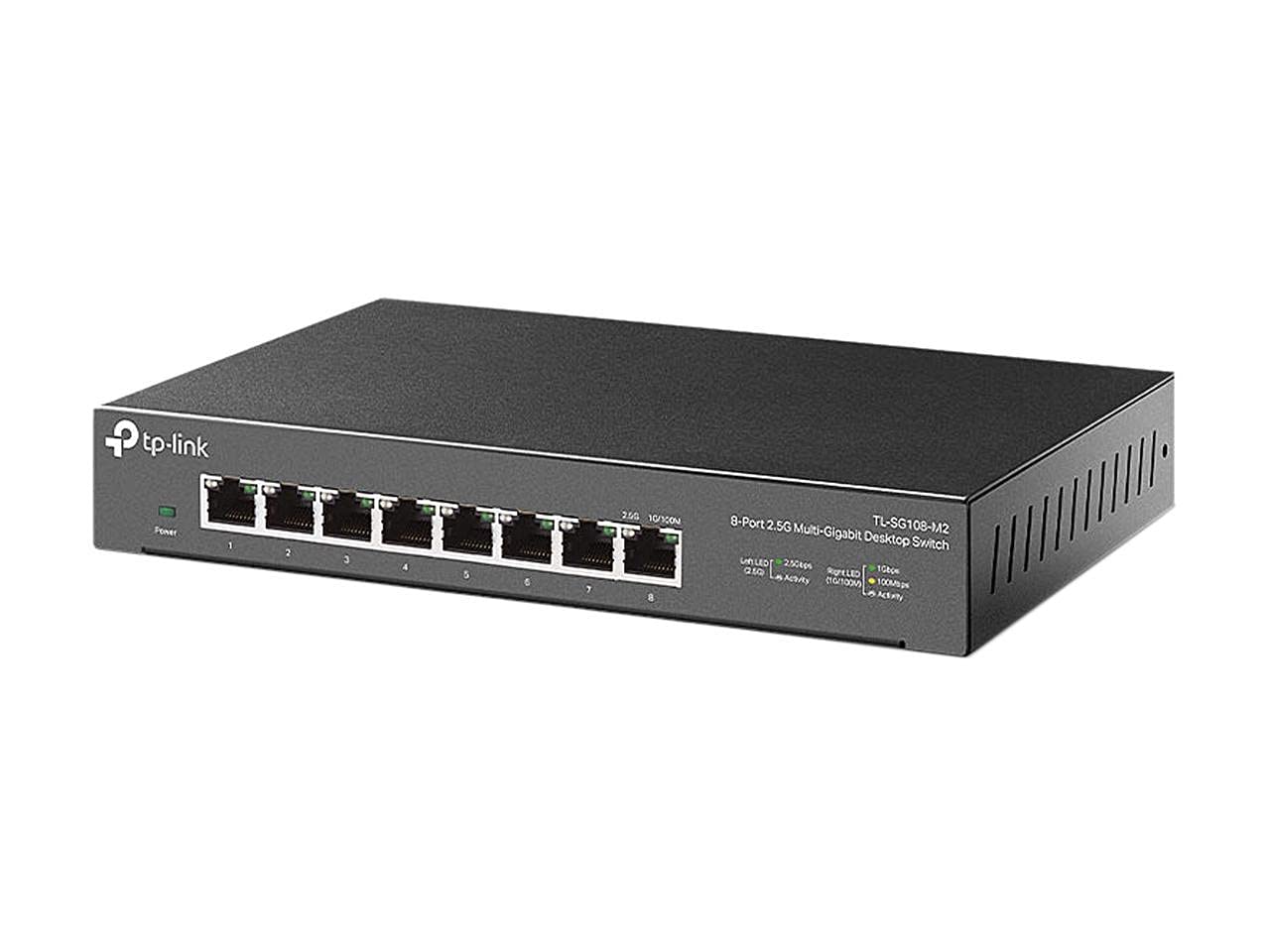 TP-Link TL-SG108-M2 8 Port Multi-Gigabit Unmanaged Network Switch, Ethernet Splitter 2.5G Bandwidth Plug & Play Desktop/Wall-Mount Fanless Metal Design