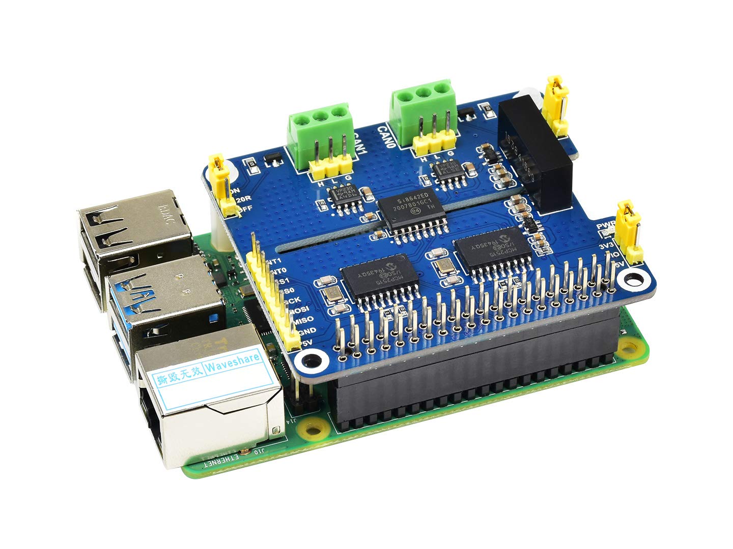 2-Channel Isolated CAN Bus Expansion HAT Compatible with Raspberry Pi/Arduino/STM32,2-CH CAN HAT with MCP2515 + SN65HVD230 Dual Chips Solution,Multi Onboard Protection Circuits