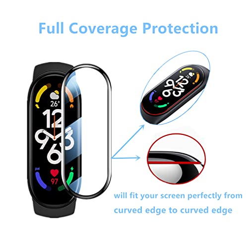 Aemus Compatible for Xiaomi Mi Band 7 Screen Protector (3 Pack) 3D Curved Soft Edge Protective Film NFC Mi Band 8 Protective Film HD anti-scratch