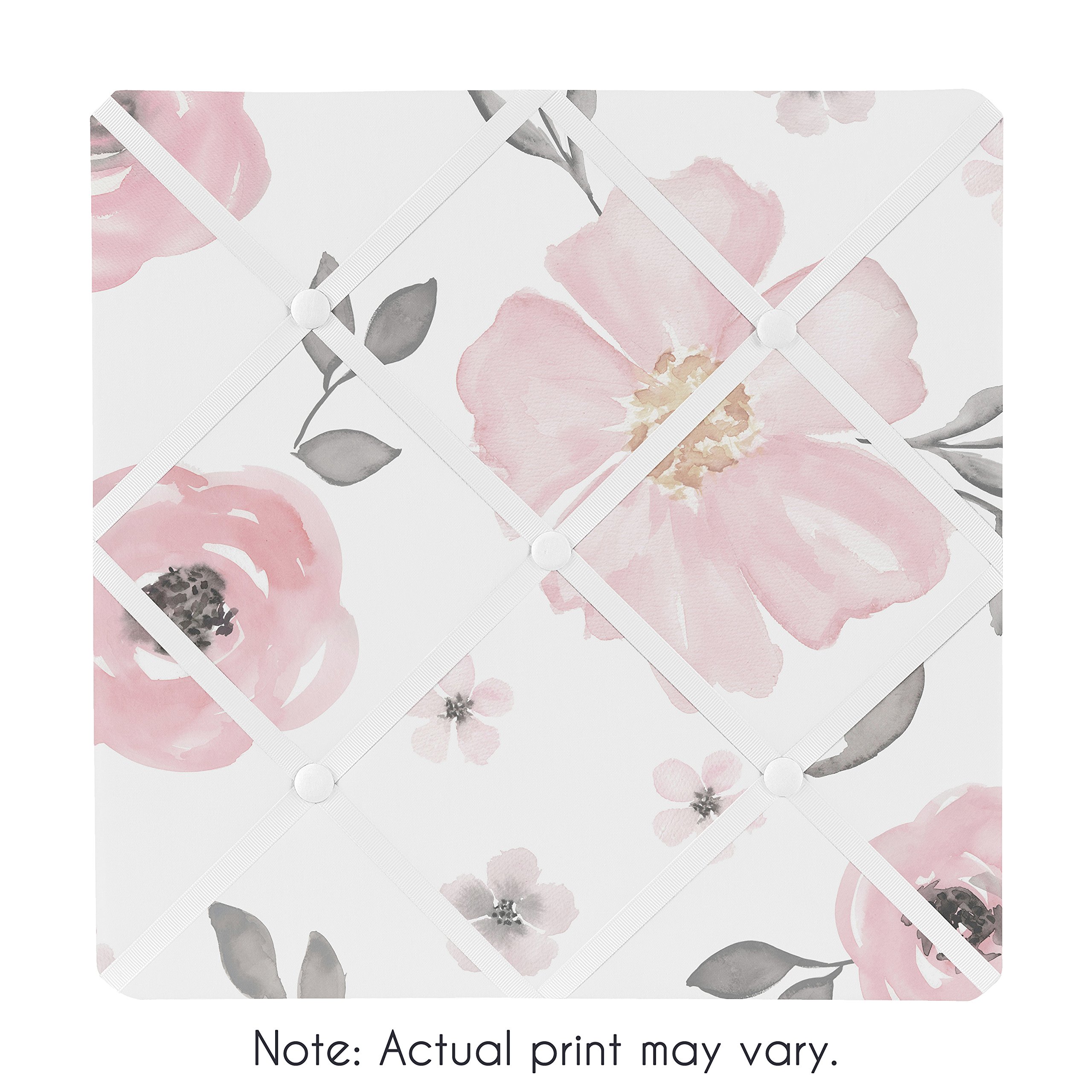 Blush Pink, Grey and White Fabric Memory Memo Photo Bulletin Board for Watercolor Floral Collection by Sweet Jojo Designs