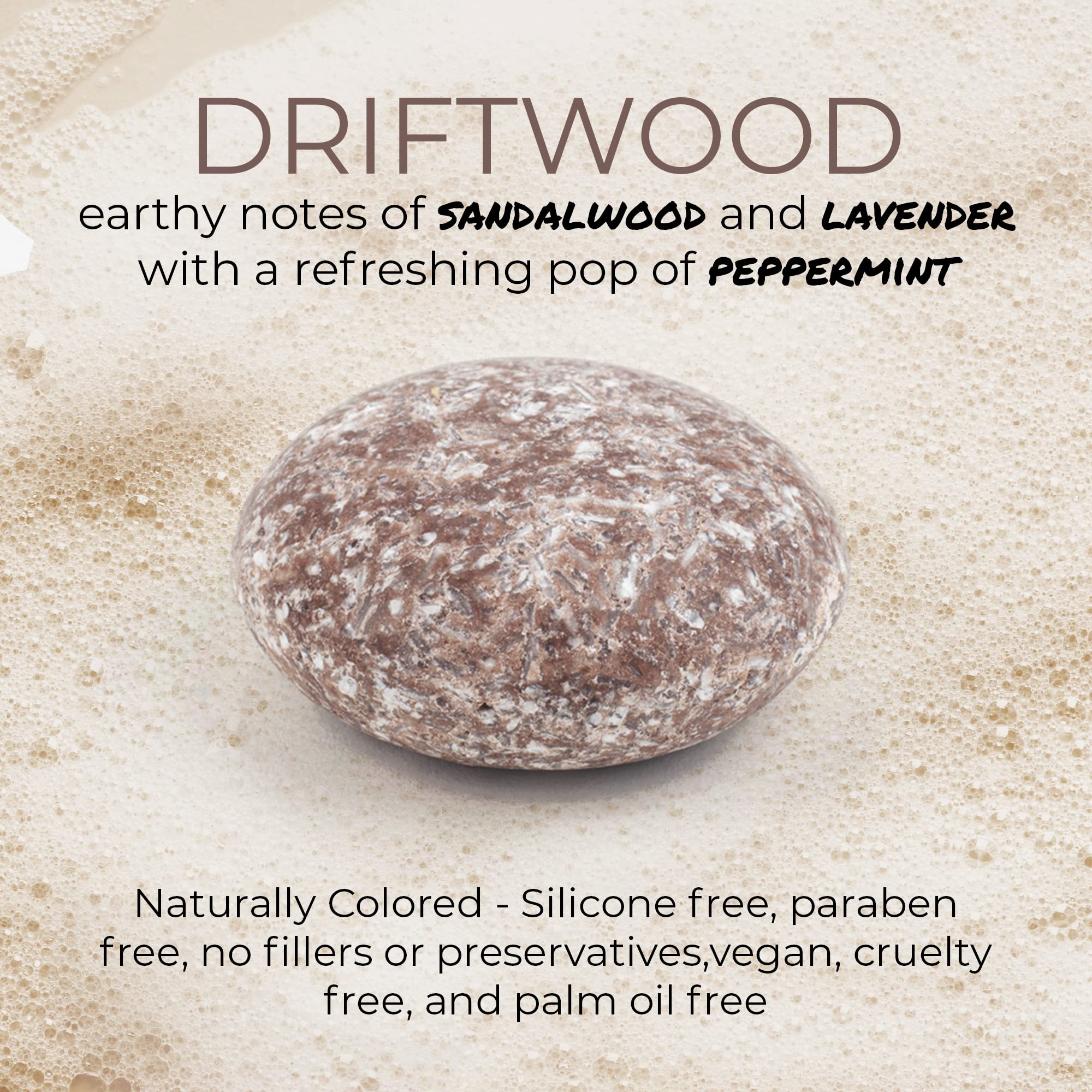 Suds & Co. Solid Shampoo Bar, Zero Waste Shampoo, Natural Shampoo Bar Soap, Sustainable, Eco-Friendly Hair Care - Driftwood, 3.0 Ounce