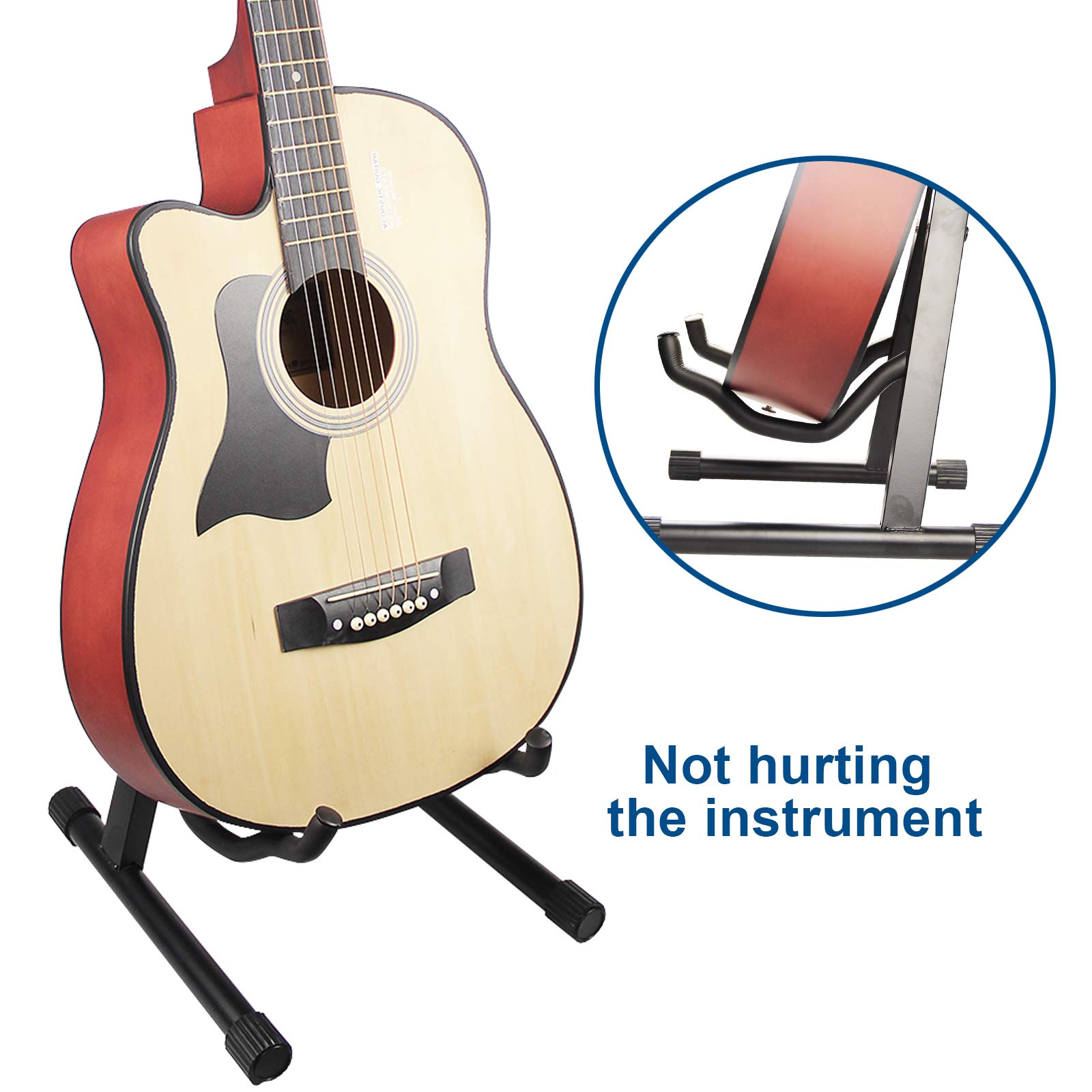 2 Pcs Guitar Stand Folding Universal A-Frame Stand for All Guitars Acoustic Classic Electric Bass Travel Guitar Stand, Black