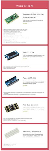 Raspberry Pi Pico Evaluation Kit Package B with The Pico + Color LCD + IMU Sensor + GPIO Expander and Cables