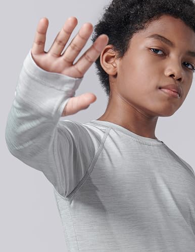 3 Pack: Youth Boys Long Sleeve Shirts Dry Fit Athletic Clothes for Teens, Kids Active Performance Tshirts with Thumb Holes (Set 1, Large)