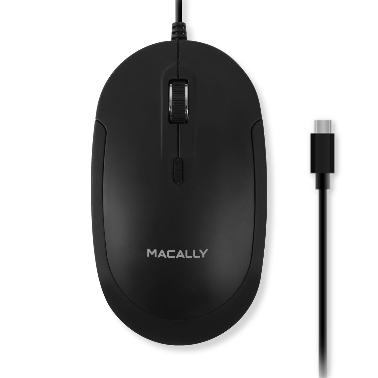 Macally Wired USB C Mouse for Mac and PC - Slim, Quiet, and Reliable - 4 DPI Mode Type C Mouse for Laptop, MacBook Pro/Air, iMac - Wired Mouse USBC
