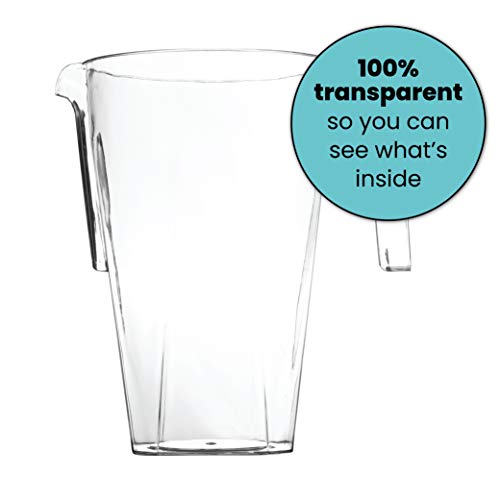 Plasticpro Clear Plastic Premium Water or Beverage Pitchers for Restuarants, Party's, or Schools 56 ounce Pack of 5