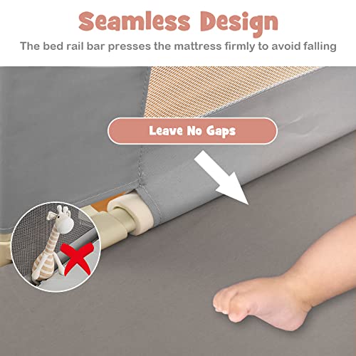 BABY JOY Bed Rail for Toddlers, 77โโ Extra Long, Height Adjustable & Foldable Baby Bed Rail Guard w/Breathable Mesh & Double Safety Child Lock for Kids Twin Double Full Size Queen King Mattress, Gray