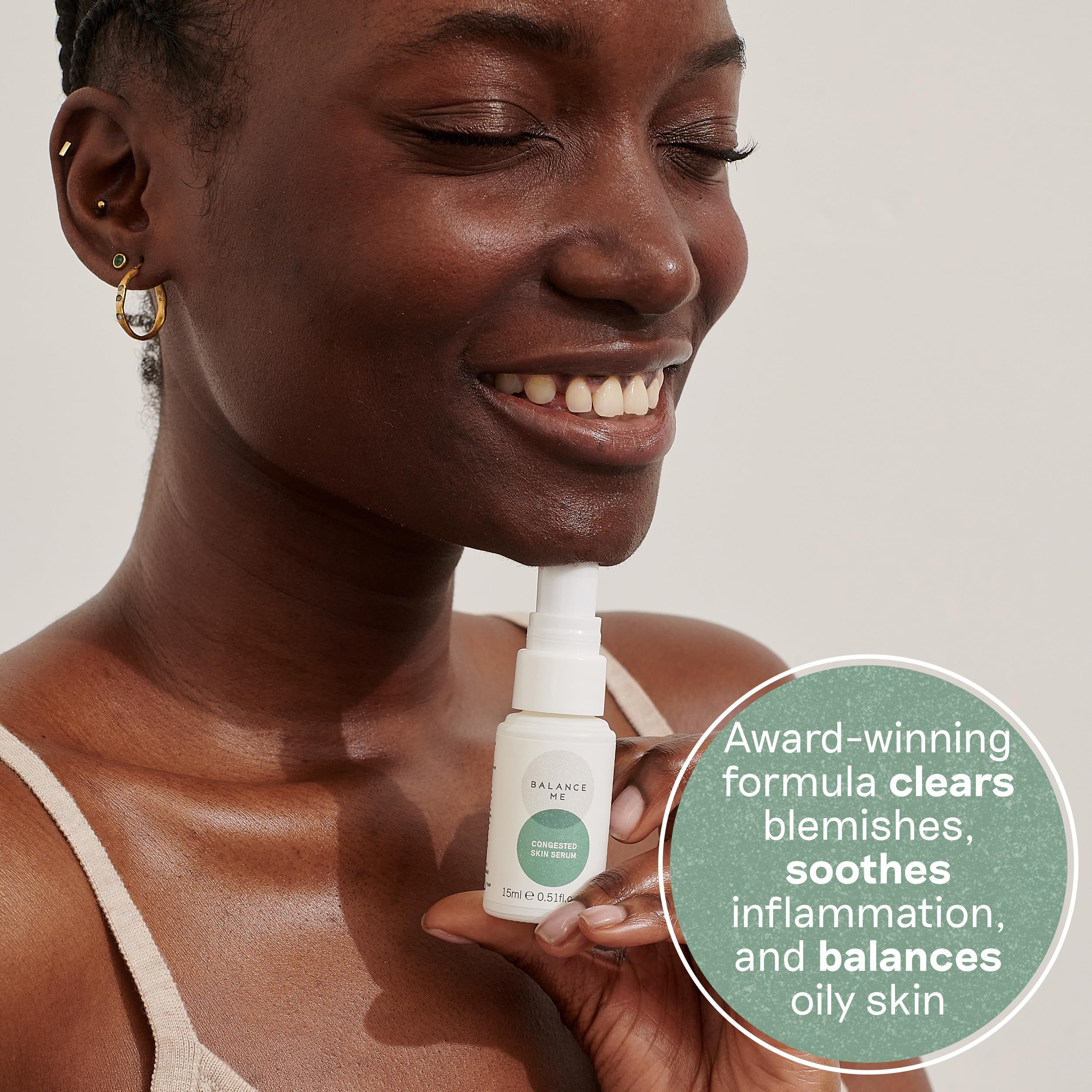 Balance Me Congested Skin Serum 0 5 fl oz Acne Spot Gel for All Skin Types Targets Blemishes Reduces Redness Calms Clears Vegan Natural
