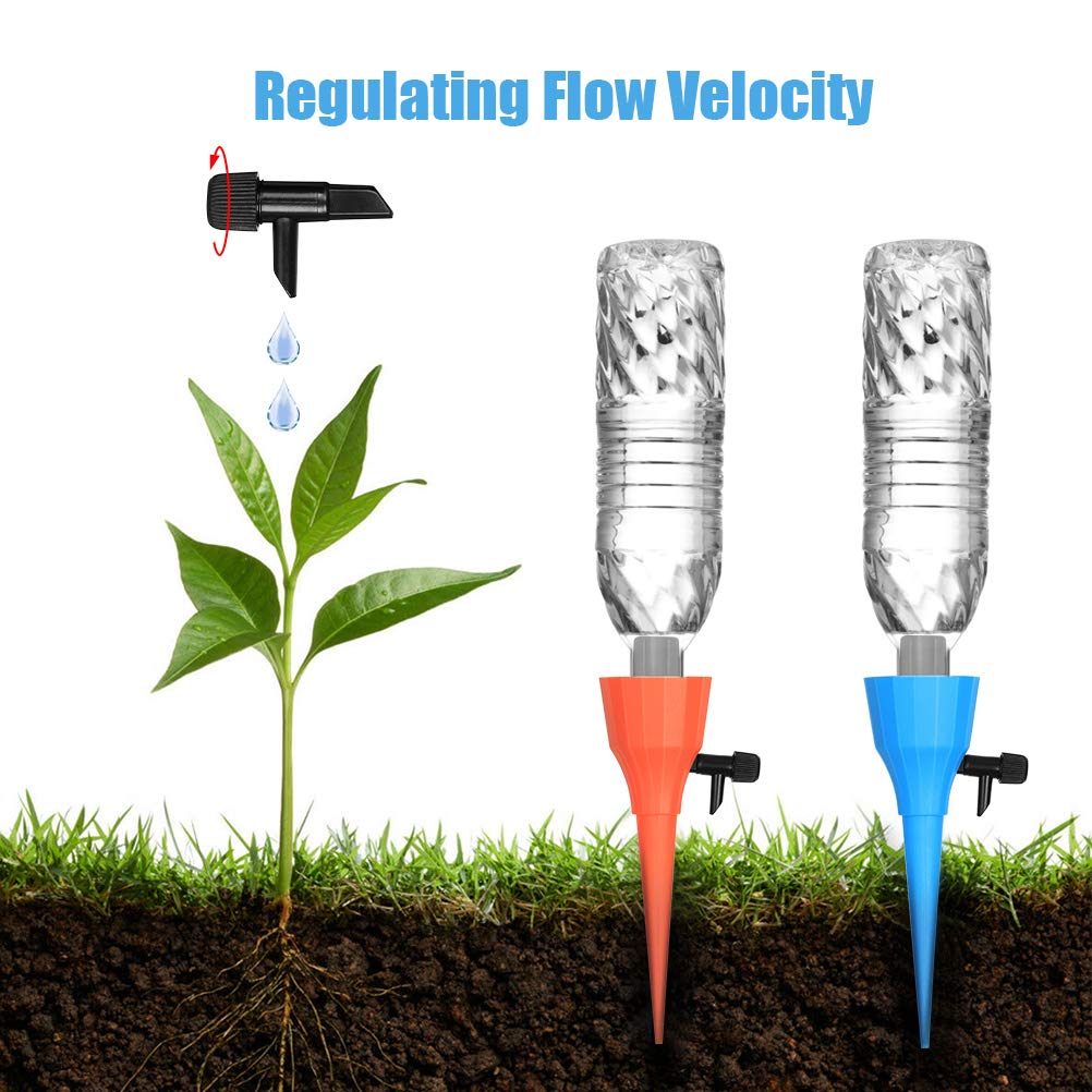 Emoly Upgraded 12 Pack Self Plant Watering Spikes with Adjustable Water Flow, Plant Waterer for Indoor Outdoor, Automatic Watering Spikes for Potted Plants