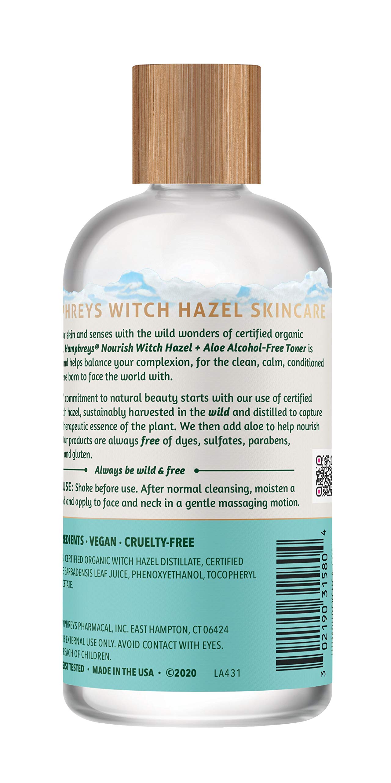 Humphreys Nourish Witch Hazel + Aloe Alcohol-Free Toner, Clear, 8 Oz ( Pack of 1)