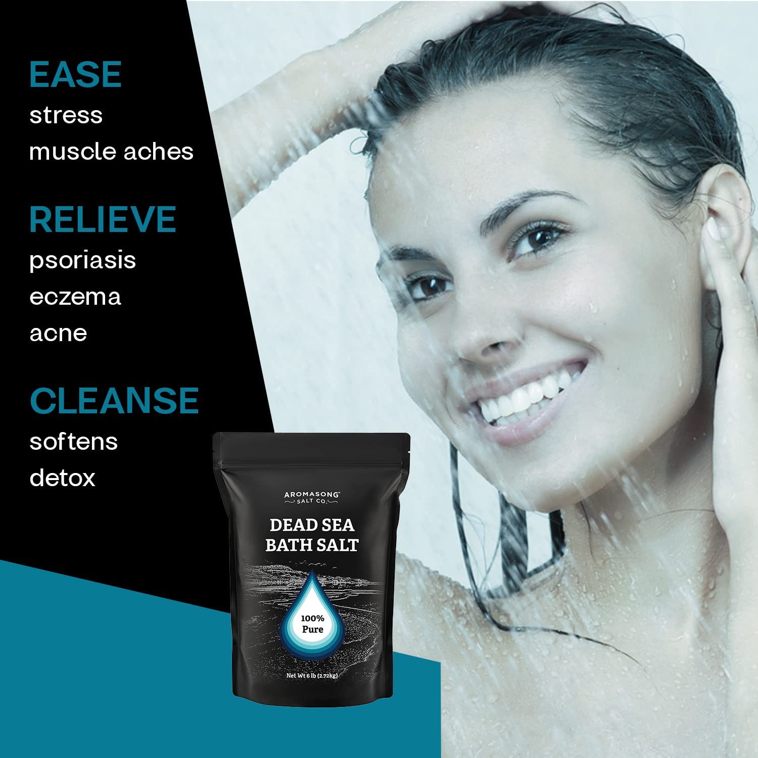 Aromasong Dead Sea Salt Bath Soak 6 Lbs. Bulk Pack β 100% Natural Dead Sea Salts for Soaking, Relaxation, and Detoxification of Skin, Dead Sea Salts for Bath to Rejuvenate and Refresh.