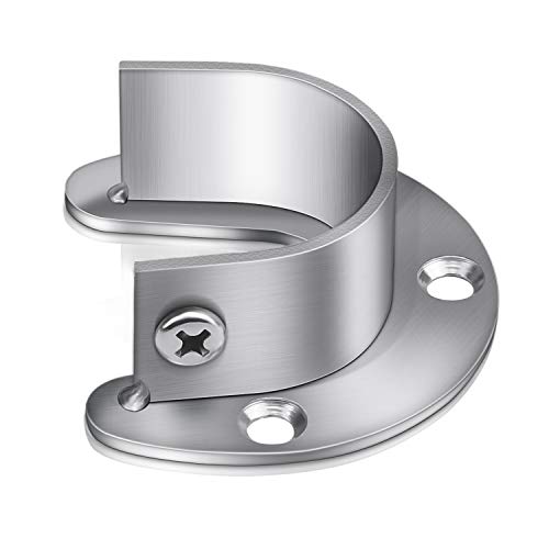 Favordrory 6 Pieces Stainless Steel Closet Pole Sockets Rod Socket Flange Set Rod Support Flange Holder, U Shaped, Easy Installation or Removal