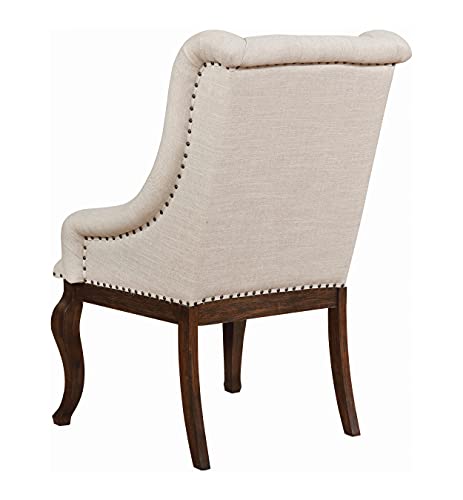 Coaster Home Furnishings Brockway Glen Cove Arm Chairs with Button Tufting and Nailhead Trim Antique Java and Cream (Set of 2)