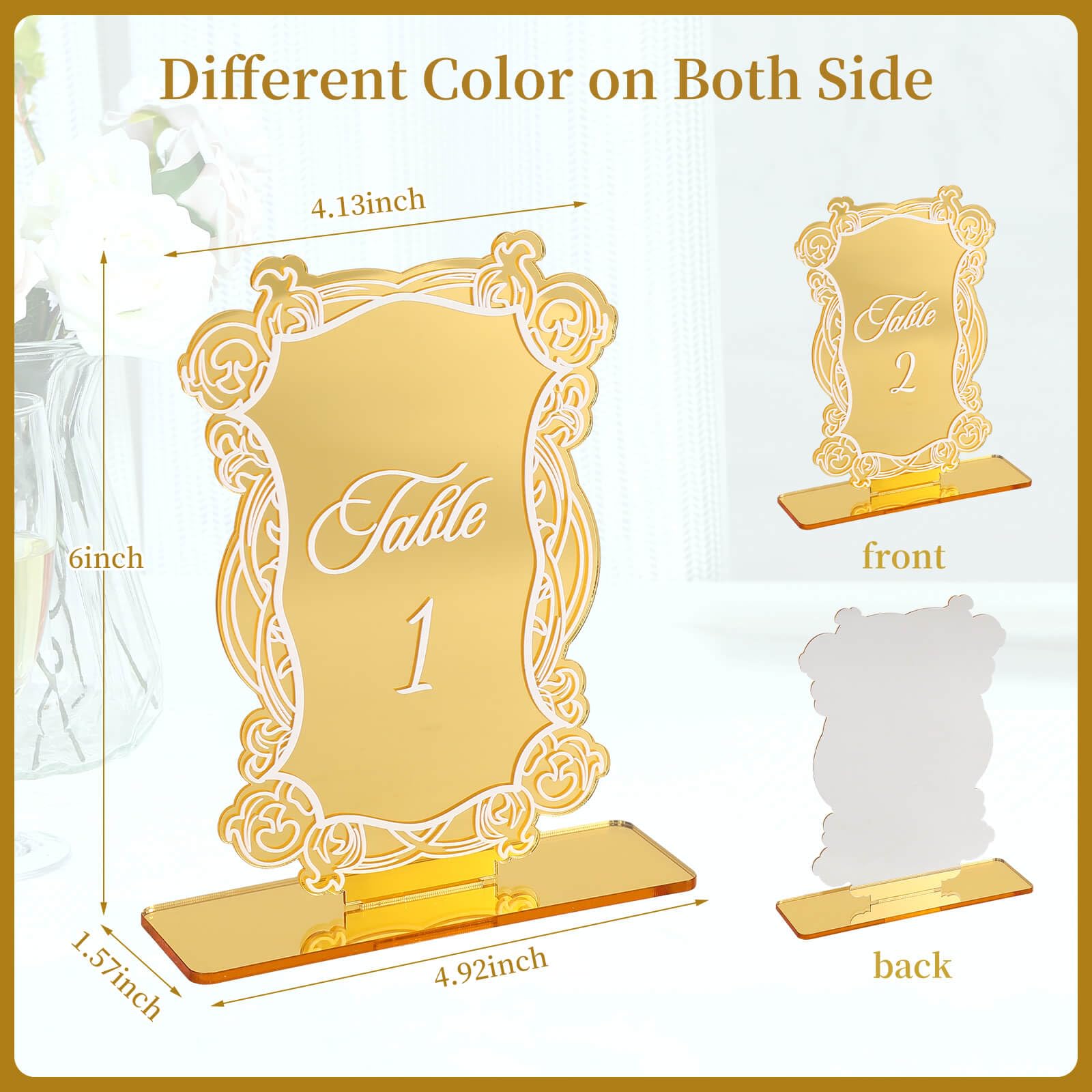 15 pcs Modern Arch Gold Table Numbers for Wedding Reception, Acrylic Signs and Holders ,Perfect for Centerpiece, Reception, Decoration, Party, Anniversary, Event(4x6 Inch)