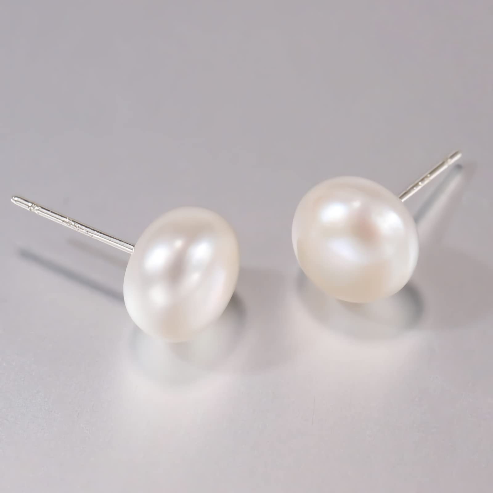 3 Pairs Freshwater Cultured Pearl Stud Earrings for Women 6mm 7mm 8mm Sterling Silver