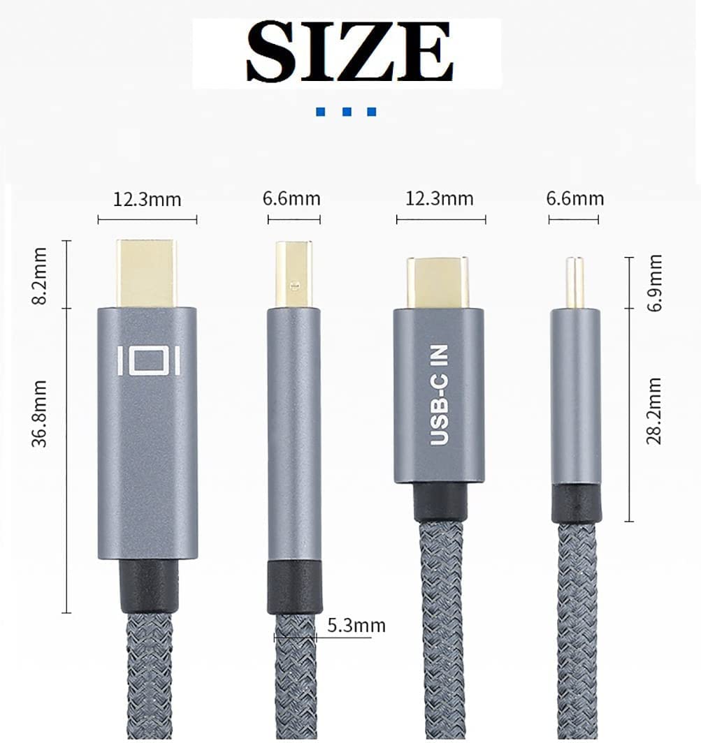 USB C to Mini DisplayPort Cable, Thunderbolt 3 Cable to USB C Cable [NOT Thunderbolt 2] for MacBook Pro/Air 2020-2016, Surface Book2, Galaxy S21/9/10/20