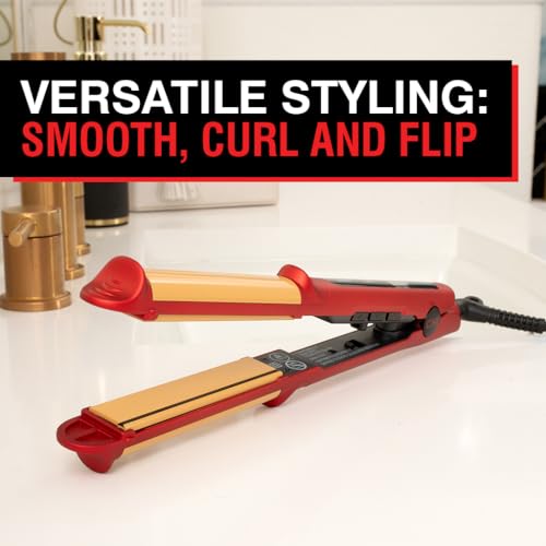 CHI 3-In-1 Hairstyling Iron, Versatile Styling Iron To Smooth, Curl, or Flip Hair, Adds Shine & Reduces Frizz, 1" Iron, Ruby Red