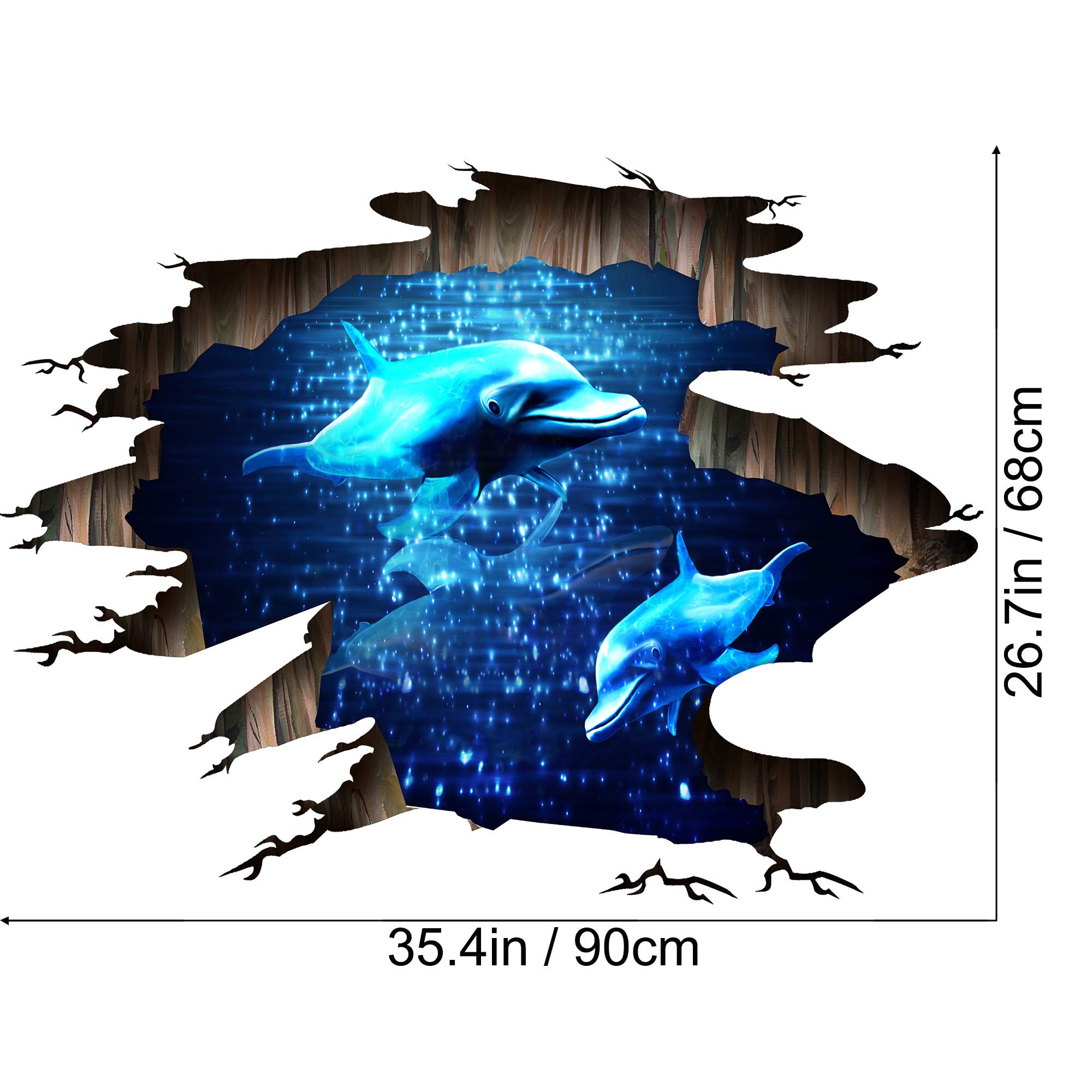 3D Galaxy Universe Scene Blue Cosmic Wall Decals Removable Magic 3D Milky Way Outer Space Dolphin Planet Starry Sky Stars Wall Decals for Kids Bedroom Ceiling Living Room Nursery