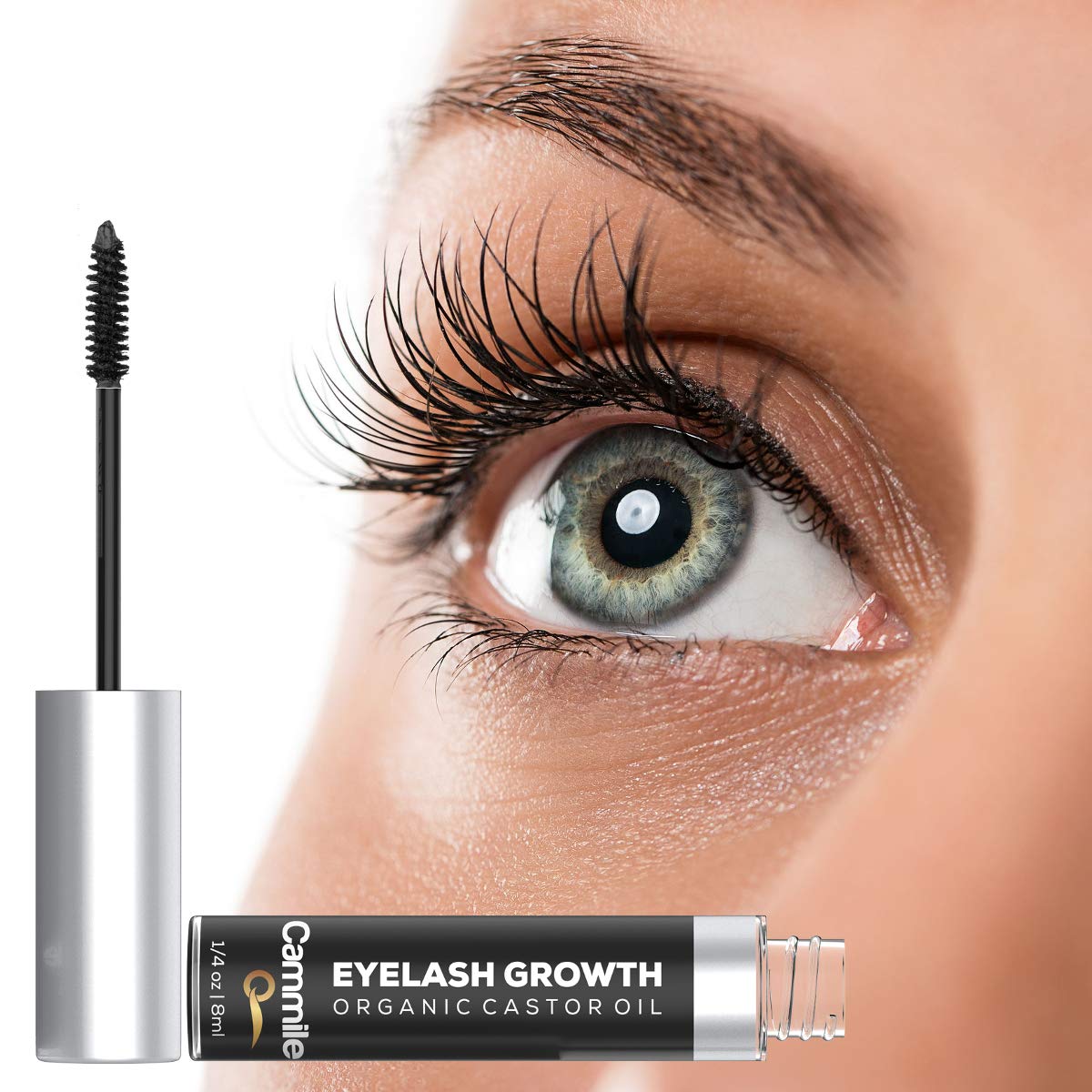 Cammile Q Organic Castor Oil Eyelash Serum - Grow Longer Lashes & Fuller Eyebrows - Natural Solution for Eyebrow and Eyelash Regrowth