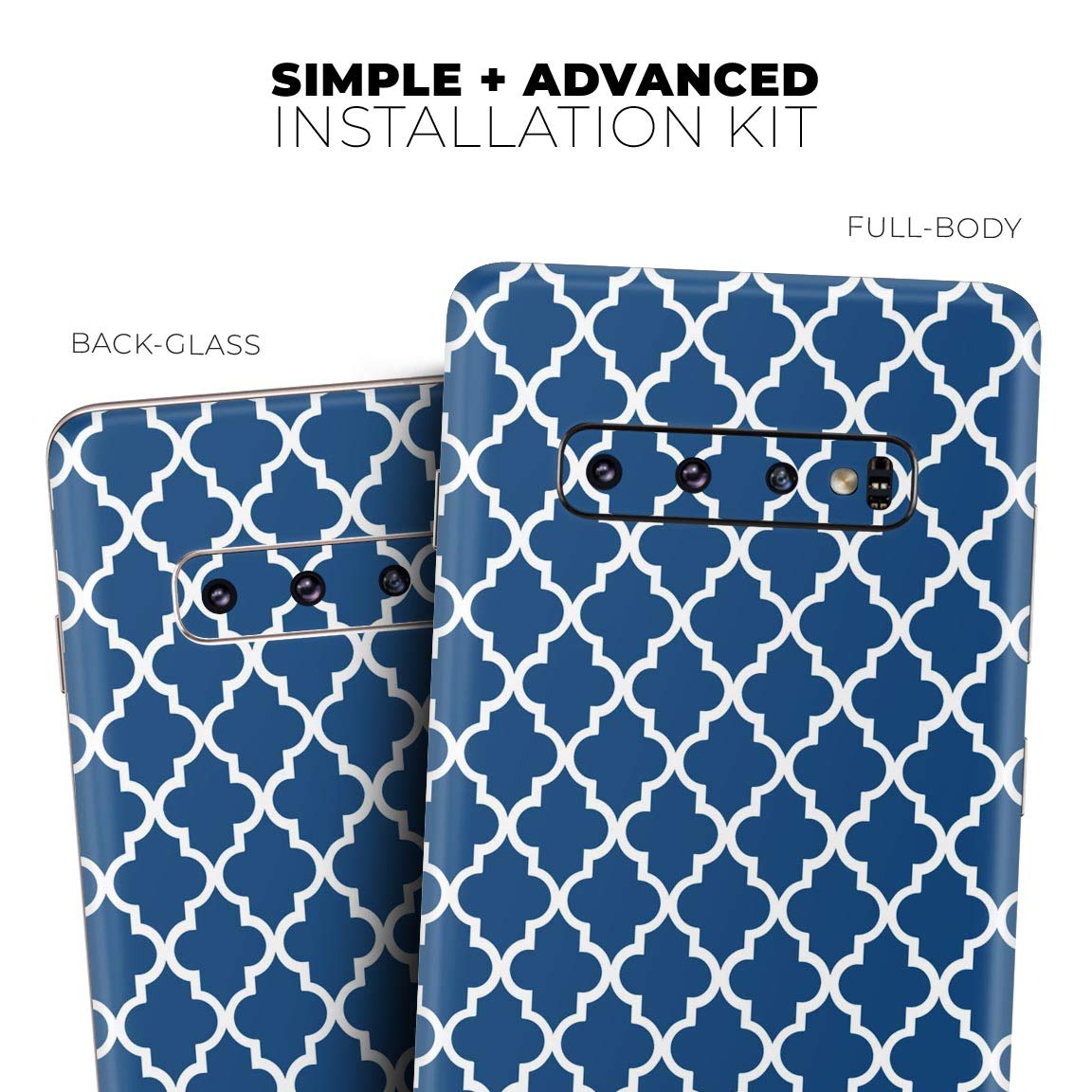 DesignSkinz Navy & White Seamless Morocan Pattern Protective Vinyl Decal Wrap Skin Cover Compatible with The Samsung Galaxy S20 (Screen Trim & Back Glass Skin)
