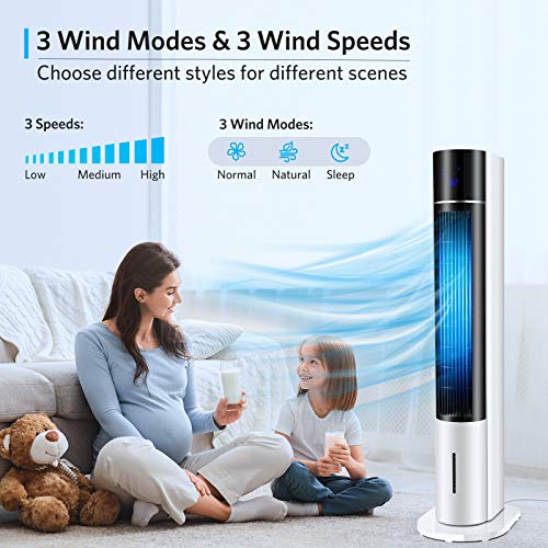 Air Choice Swamp Cooler Fan, Oscillating Evaporative Air Cooler for Room, Portable Air Conditioner, Instant Cool & Easy Use, 3 Modes & 3 Speeds,12H Timer, 2 Ice Boxes, Remote Control for Room & Office