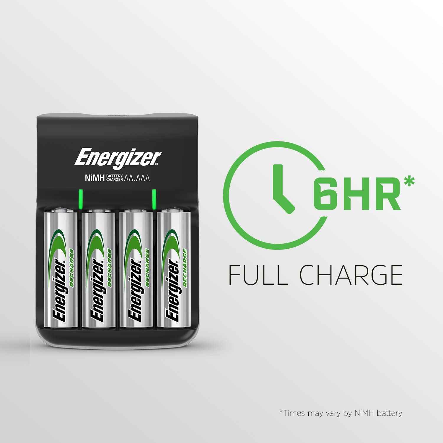 Energizer Recharge Basic Charger with 2 AA NiMH Rechargeable Batteries LED Indicator & Rechargeable AAA Batteries, Recharge Power Plus, NiMH, 800 mAh Combo Pack, 6 count