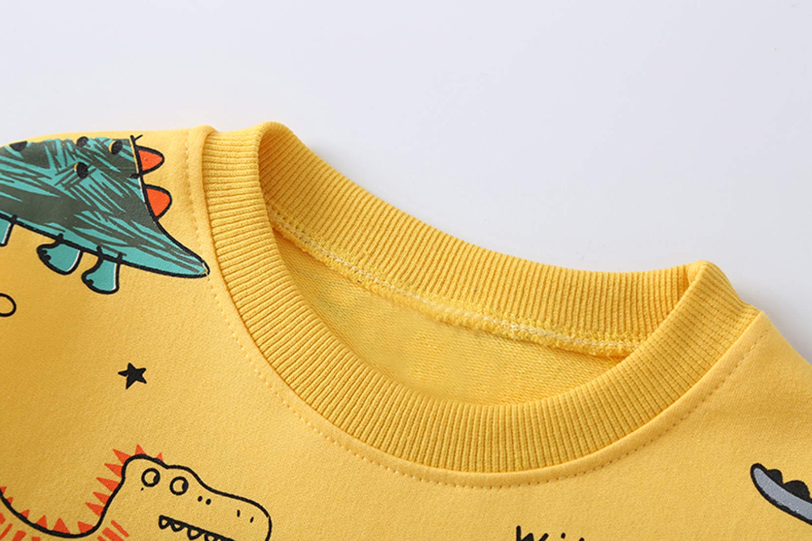 Toddler Baby Boy Clothing Sets Little Dinosaur Printed Long Sleeve Tops and Pants Kids 2pcs Outfits (1-Yellow, 2-3T)