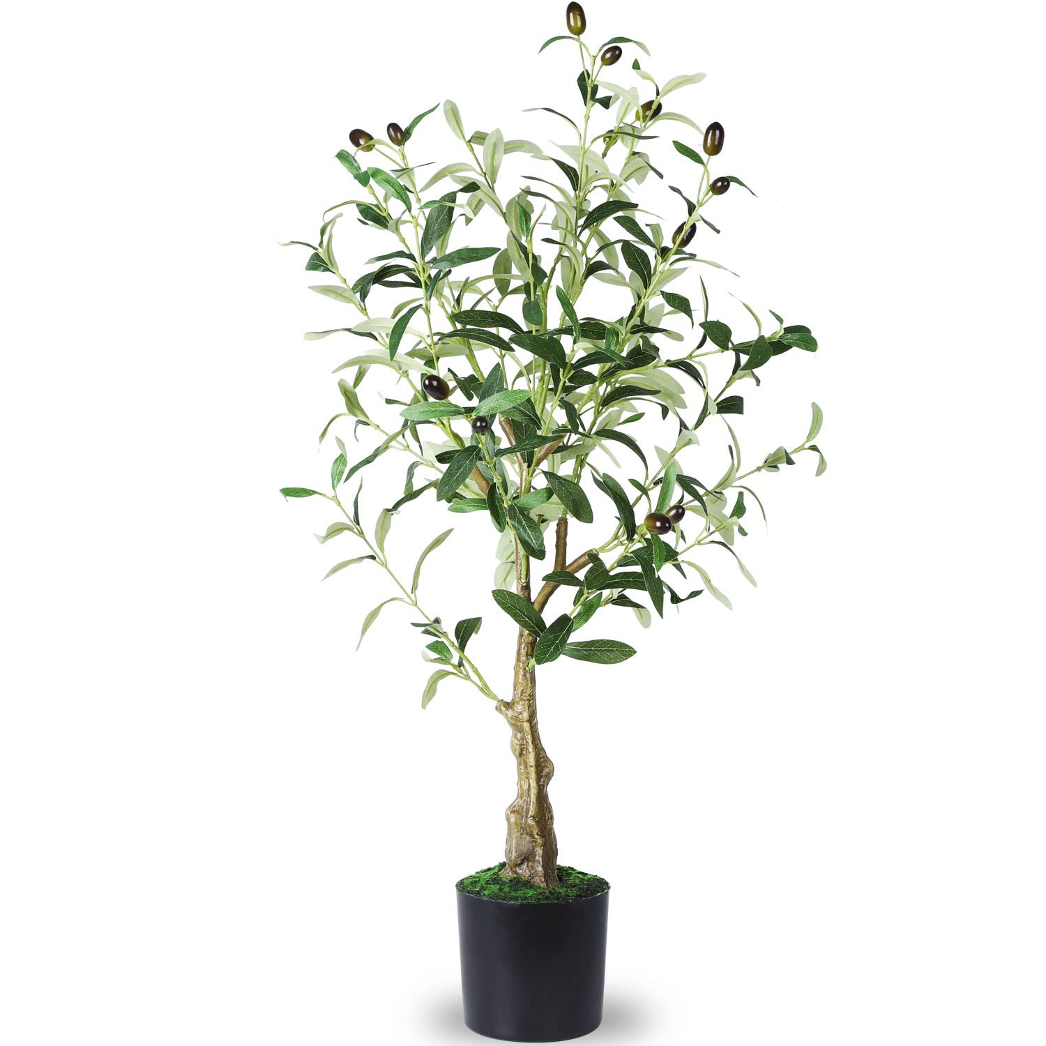 AntHousePlant Artificial Topiary Olive Tree 32 Inch Fake Olive Topiary Silk Tree Faux Olive Plant for Indoor Outdoor Home Office Garden Decor